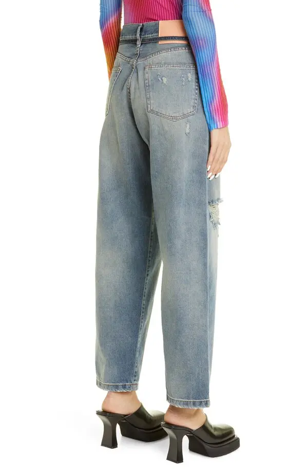 Acne Studios 1991 Toj Detroit Ripped Loose Fit Jeans - Mid Blue